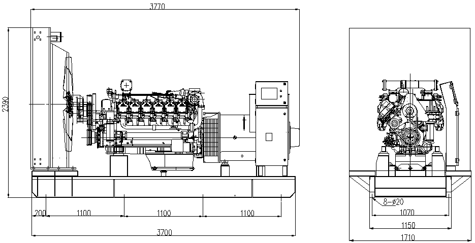 800kVA Cummins Generator With Engine Model KTA38-G2B 400V , Open Type ...